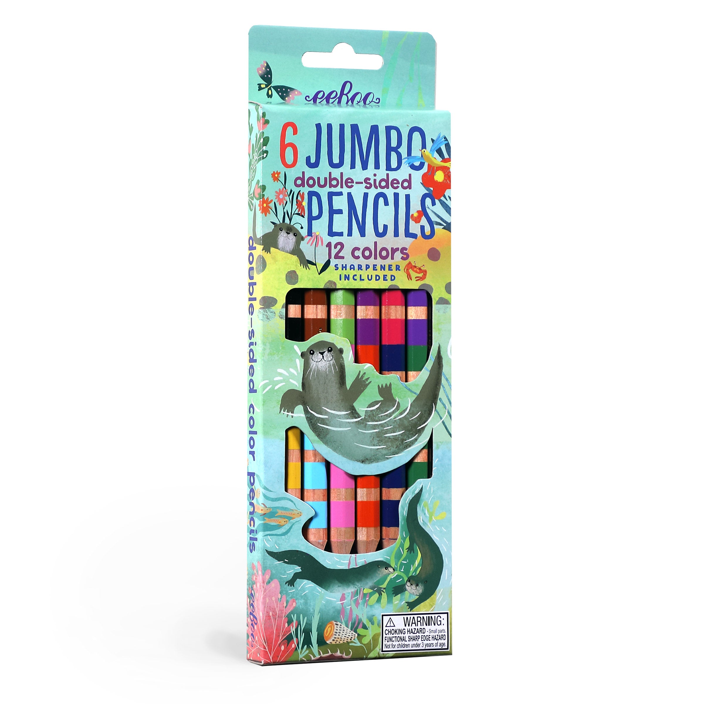Wholesale eeBoo - Otters 6 Double Sided Jumbo Pencils